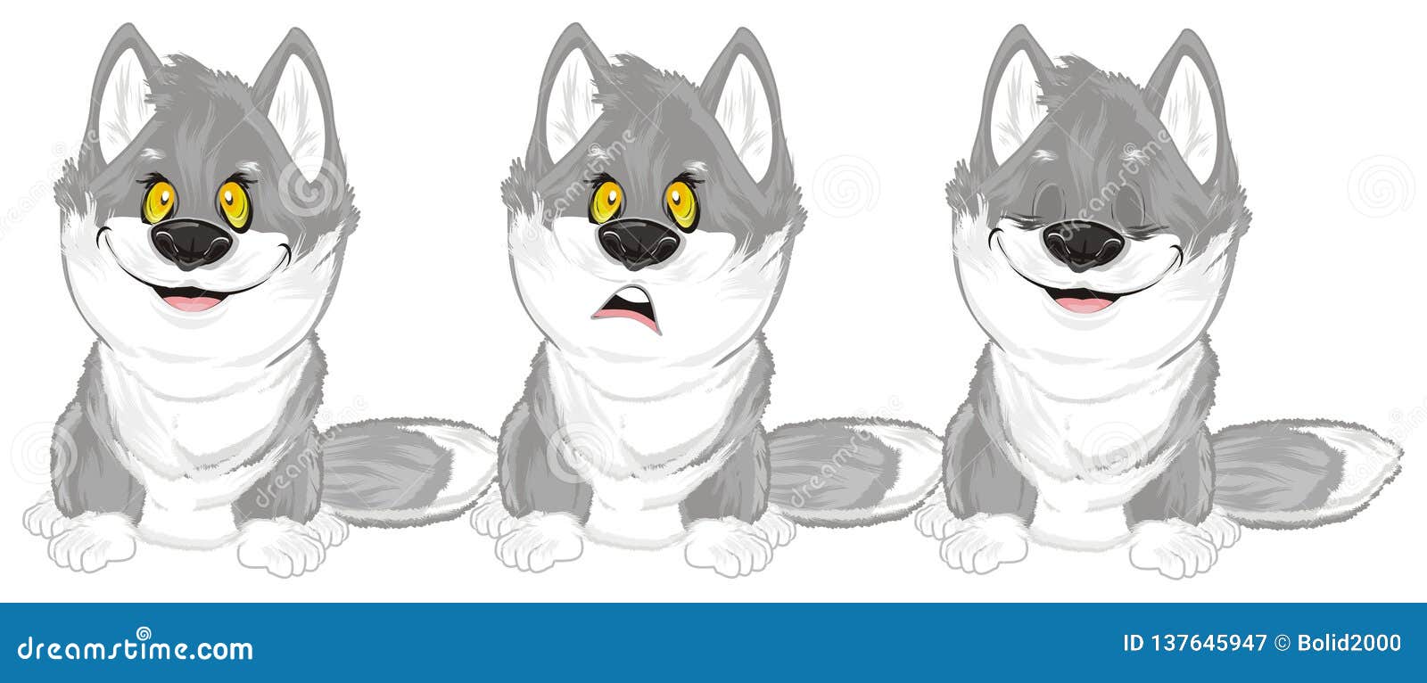 Three different wolfs stock illustration. Illustration of forest ...