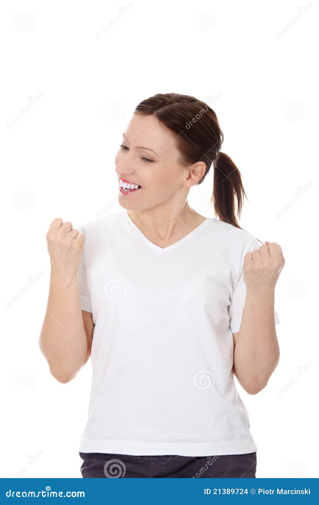 Happy woman stock photo. Image of caucasian, fist, cheerful - 21389724