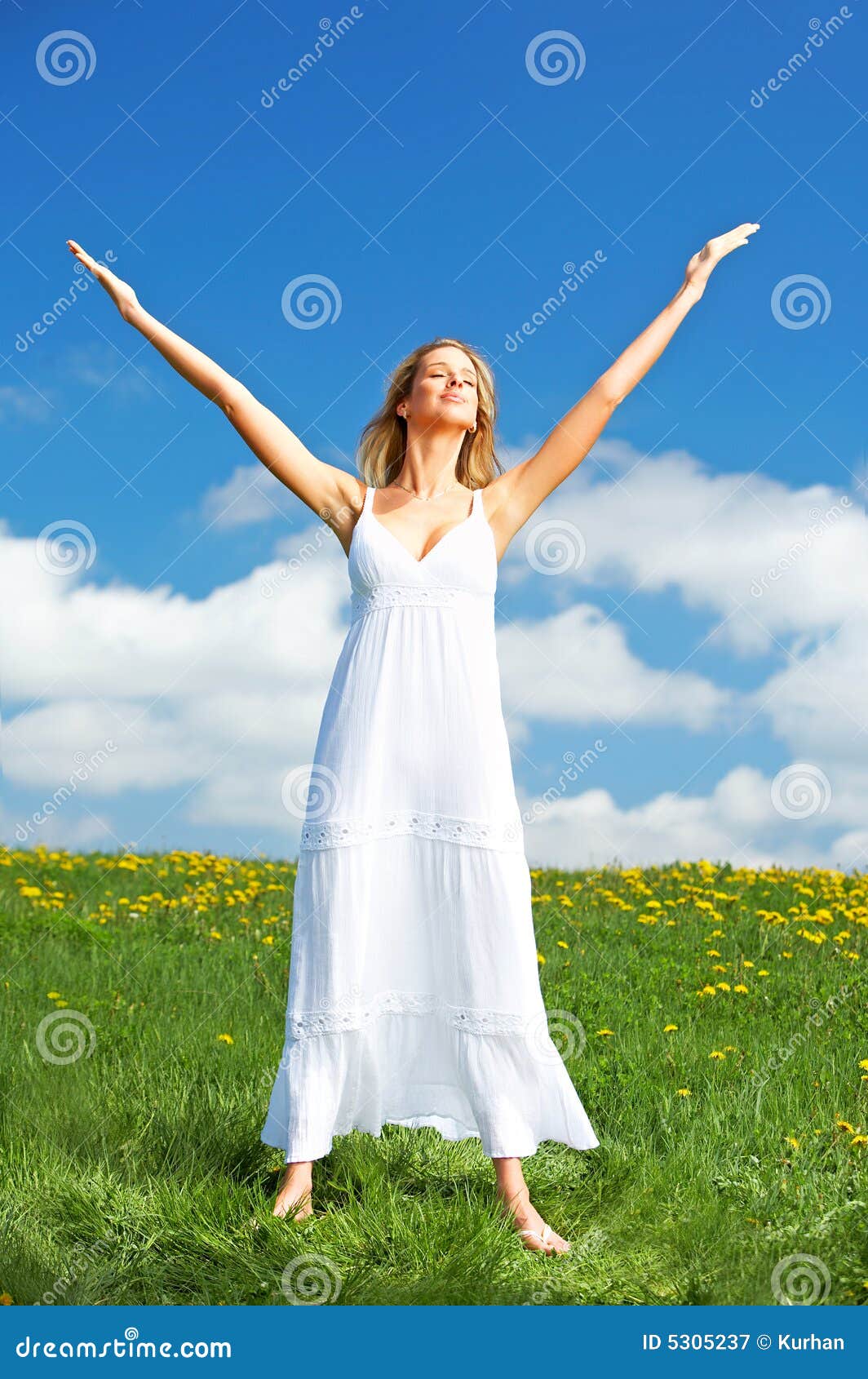 Happy woman stock image. Image of field, glamor, girls - 5305237