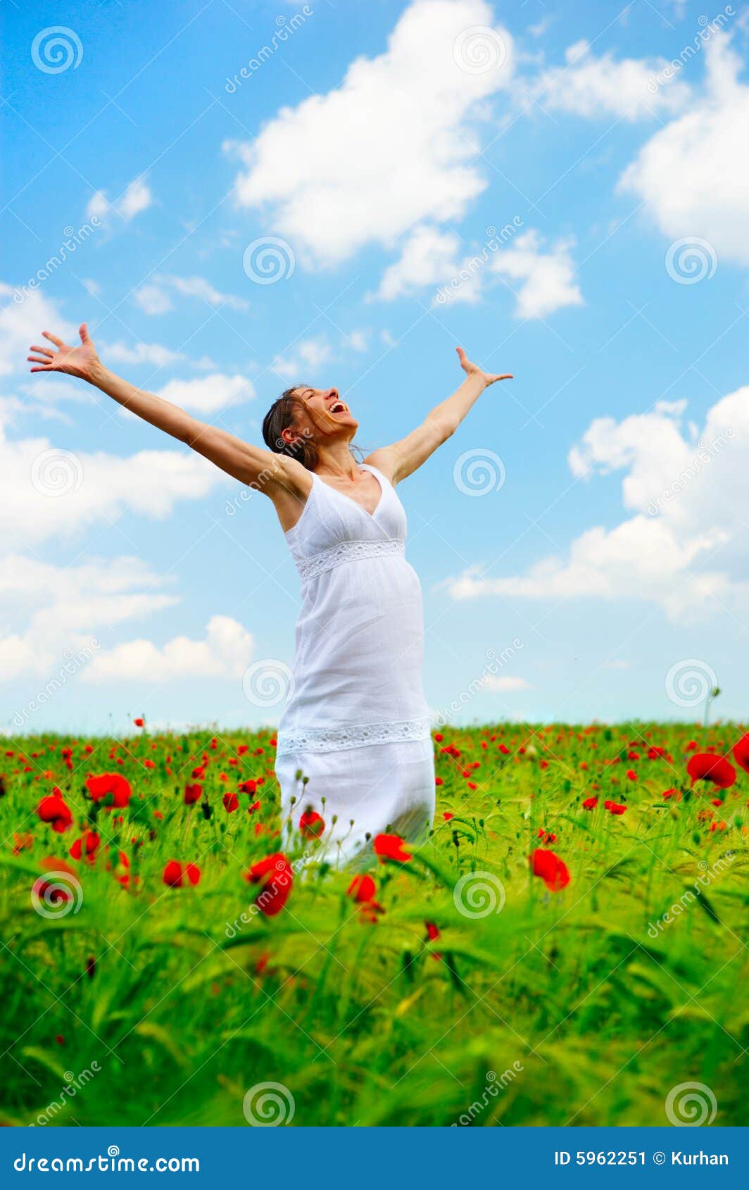 Happy woman stock image. Image of healthcare, flowers - 5962251