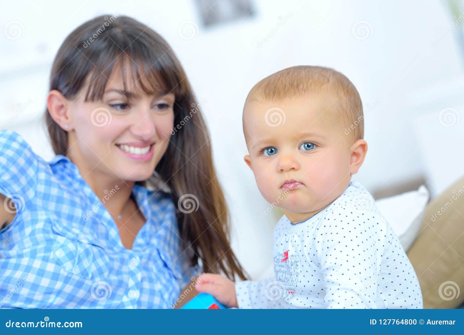 Happy woman with baby stock photo. Image of female, feeling - 127764800