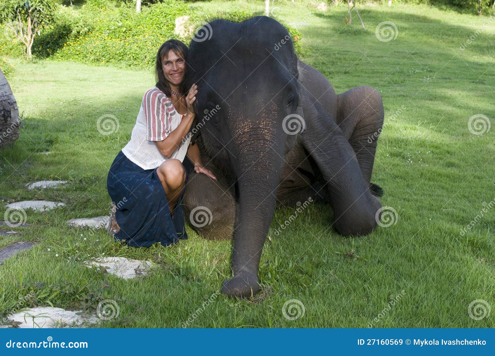 Happy Woman with Baby Elephant Stock Image - Image of person, happiness ...