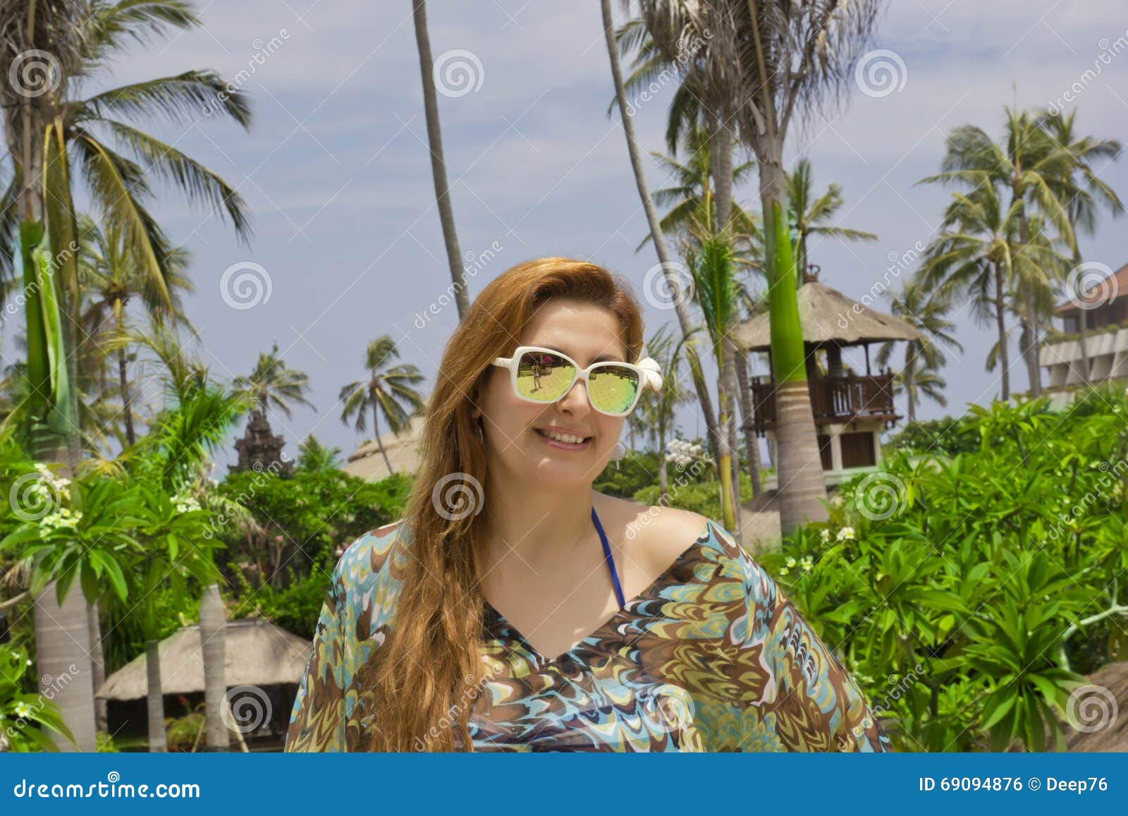 Happy woman in Bali stock photo. Image of person, asia - 69094876