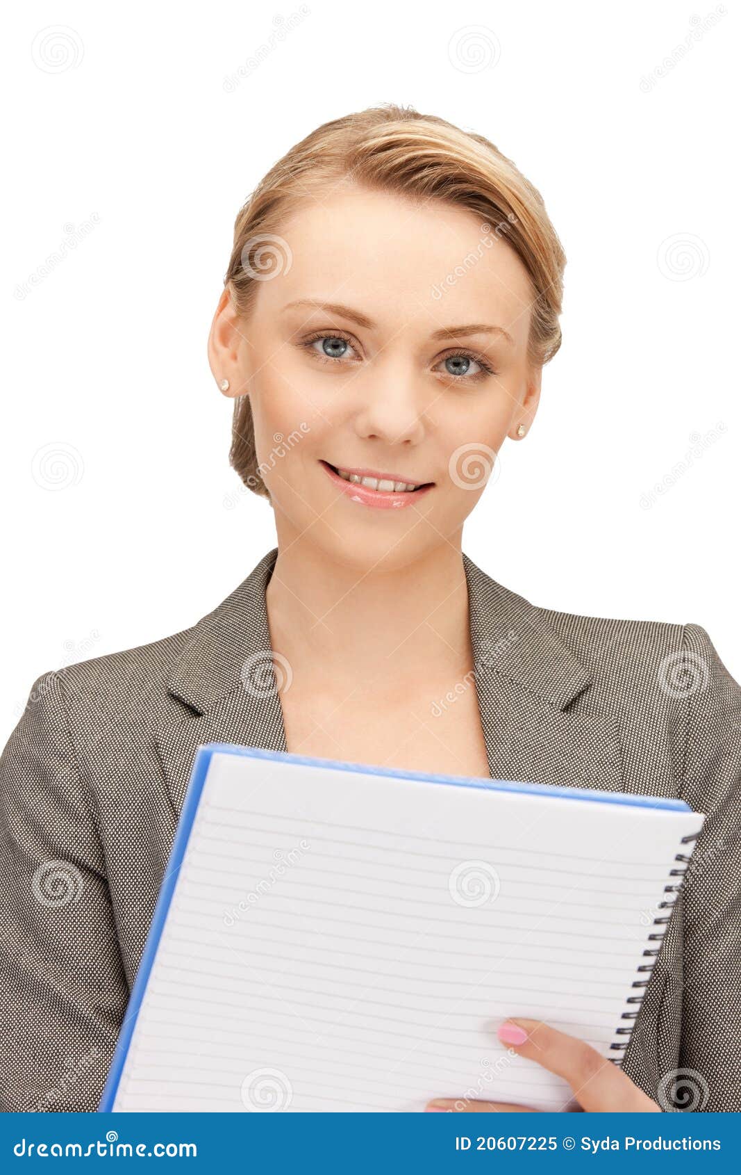 Happy Woman with Big Notepad Stock Image - Image of businesswoman ...