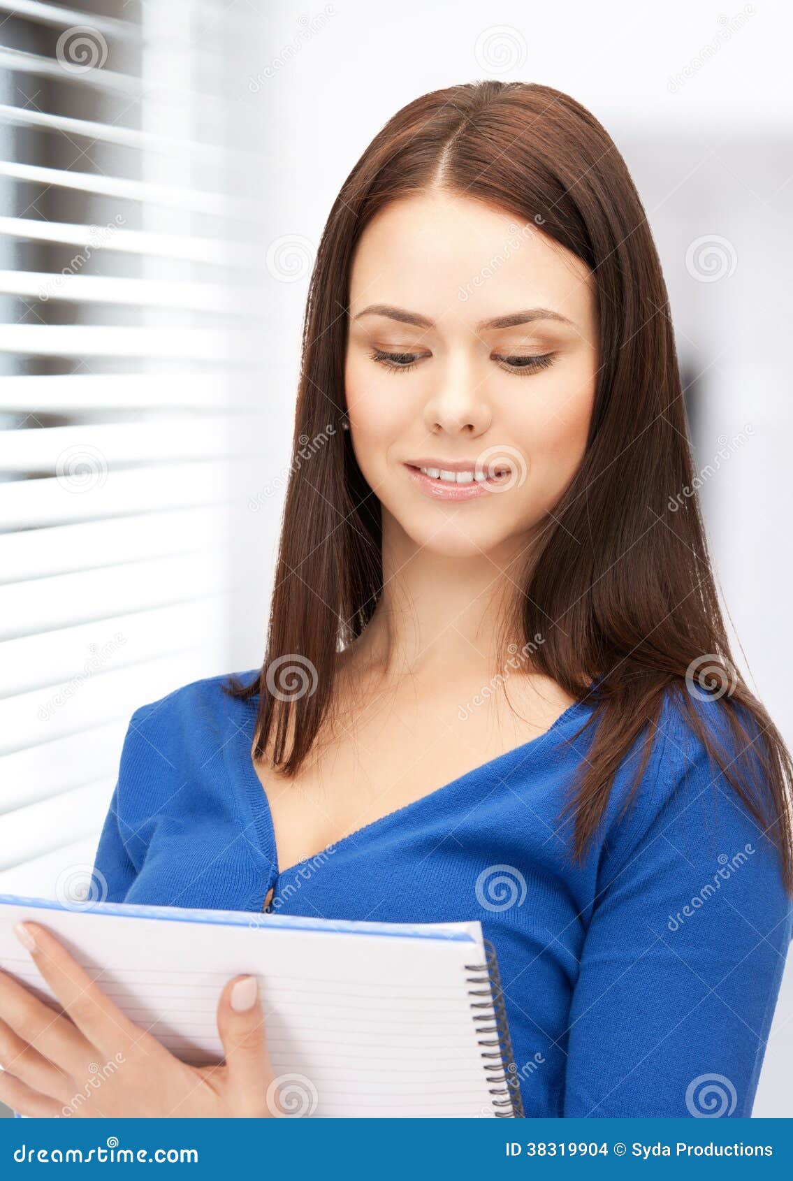Happy Woman with Big Notepad Stock Photo - Image of note, file: 38319904