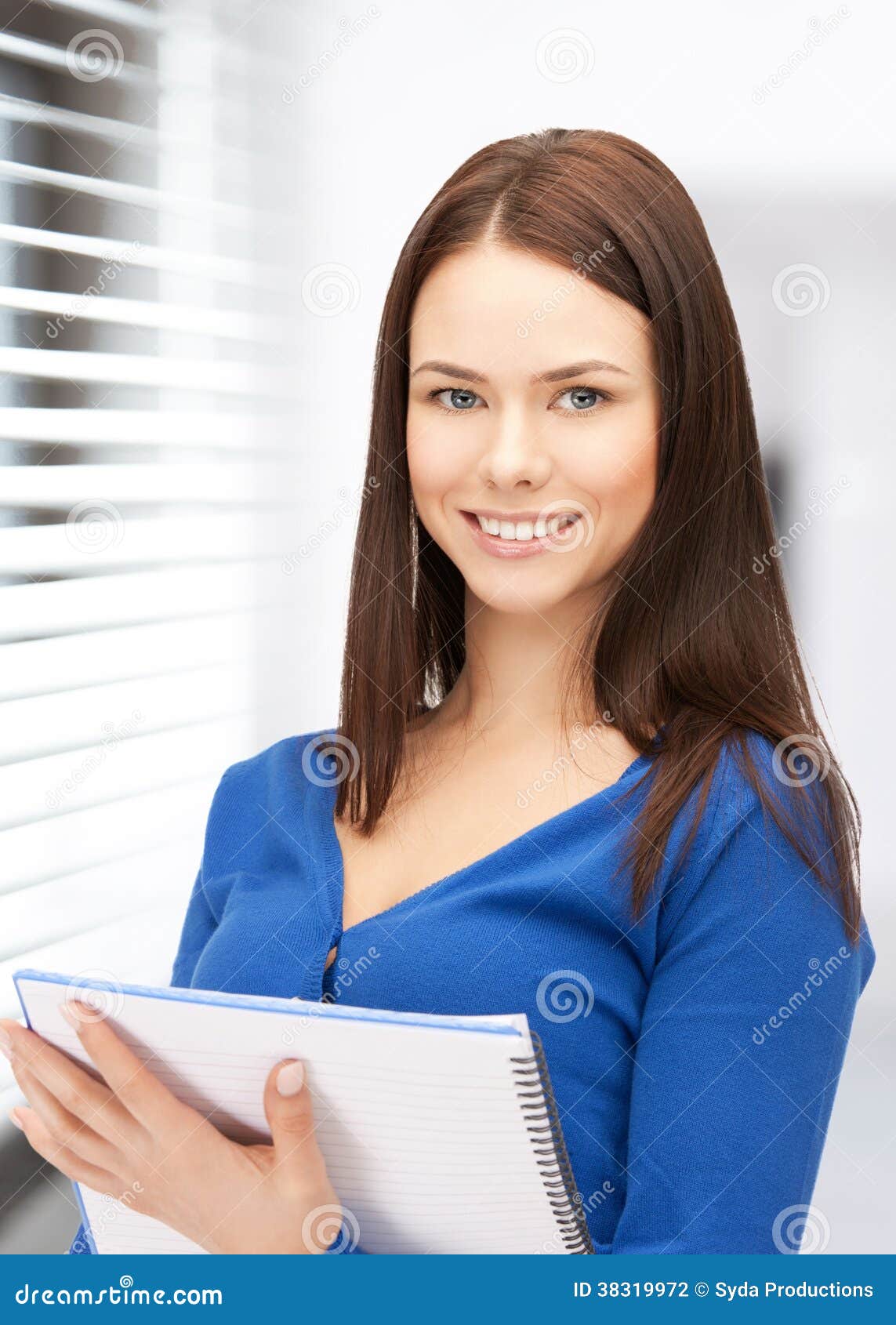 Happy Woman with Big Notepad Stock Photo - Image of happy, file: 38319972