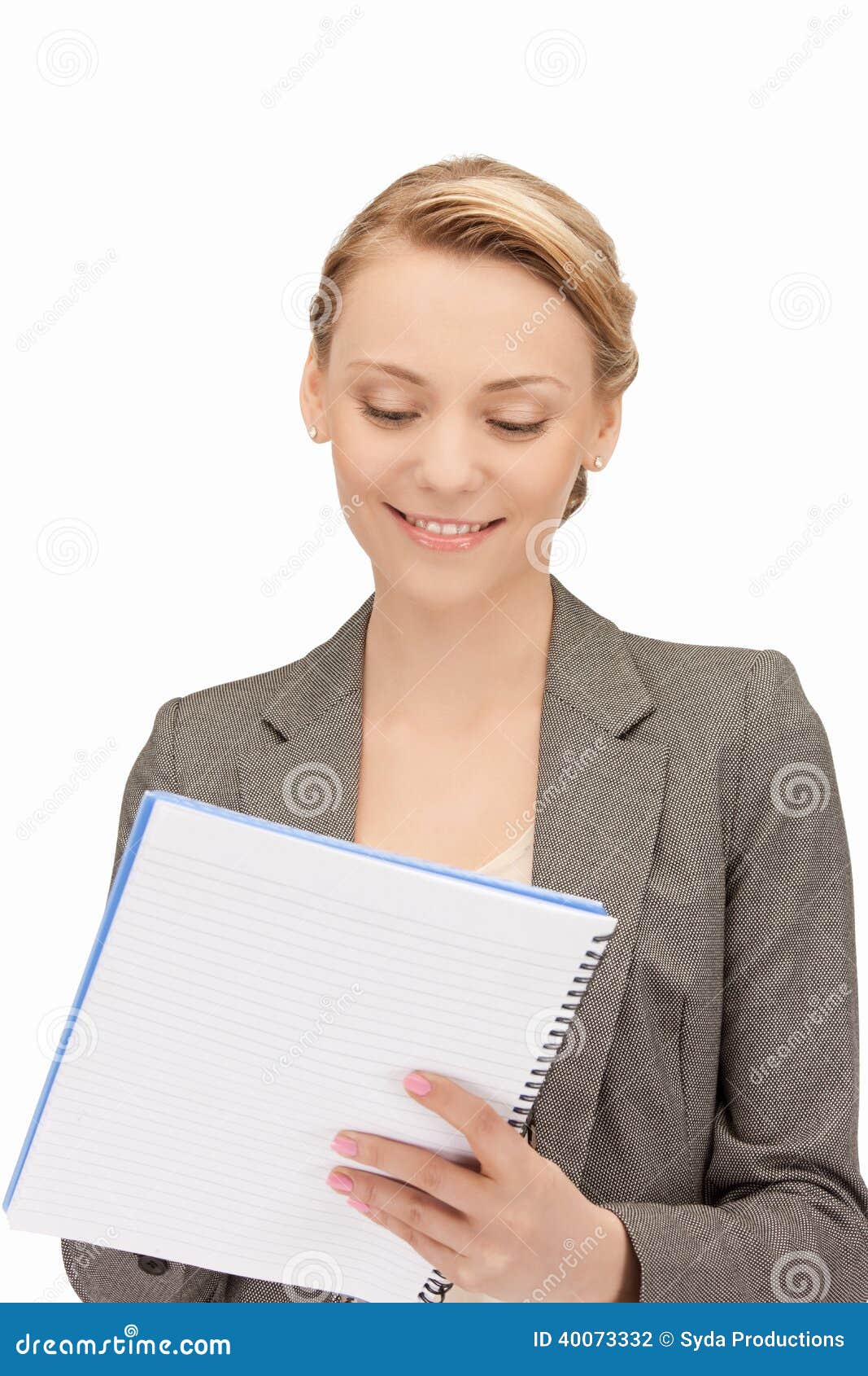 Happy Woman with Big Notepad Stock Photo - Image of gorgeous, enjoying ...