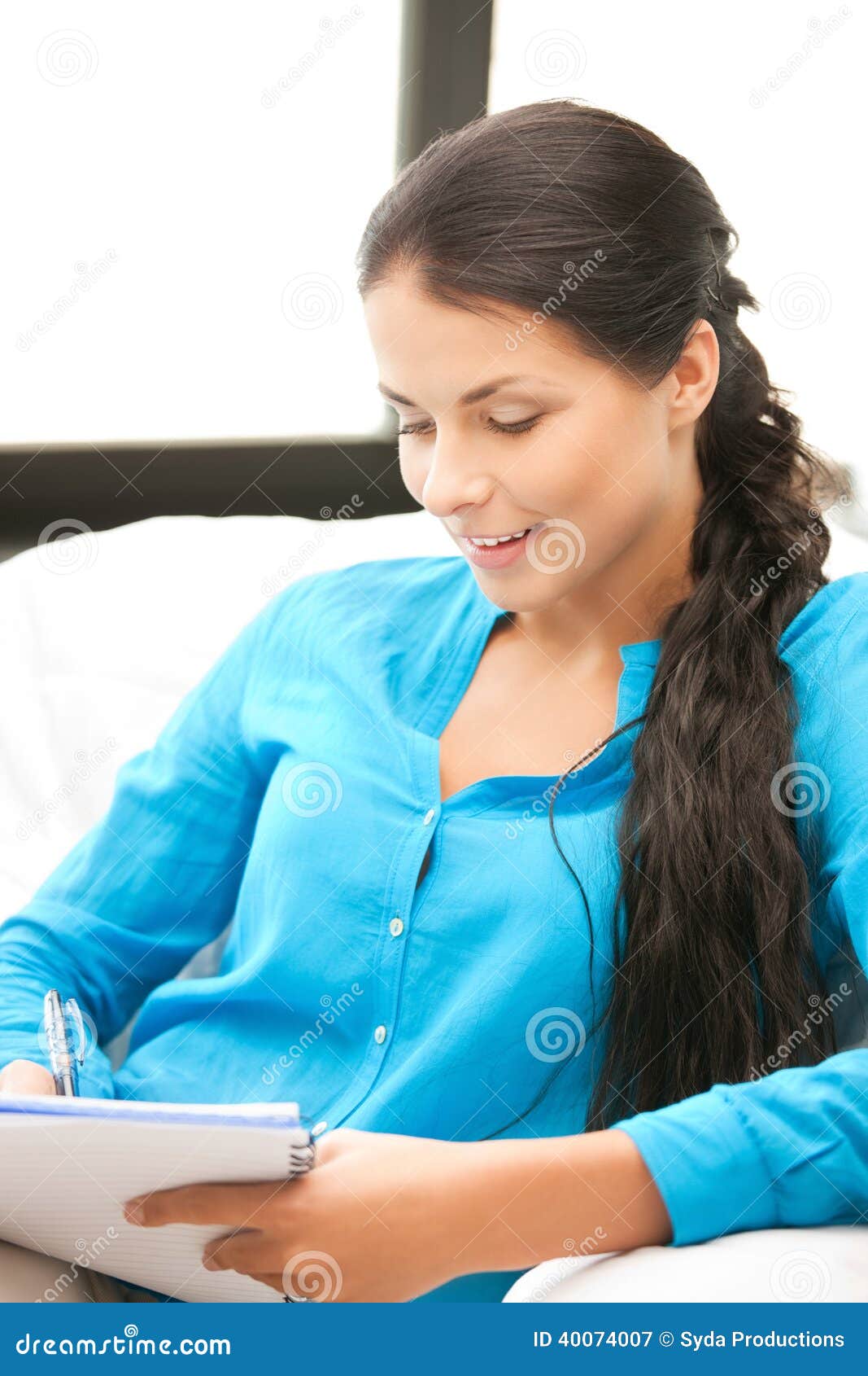 Happy Woman with Big Notepad Stock Image - Image of gorgeous, education ...