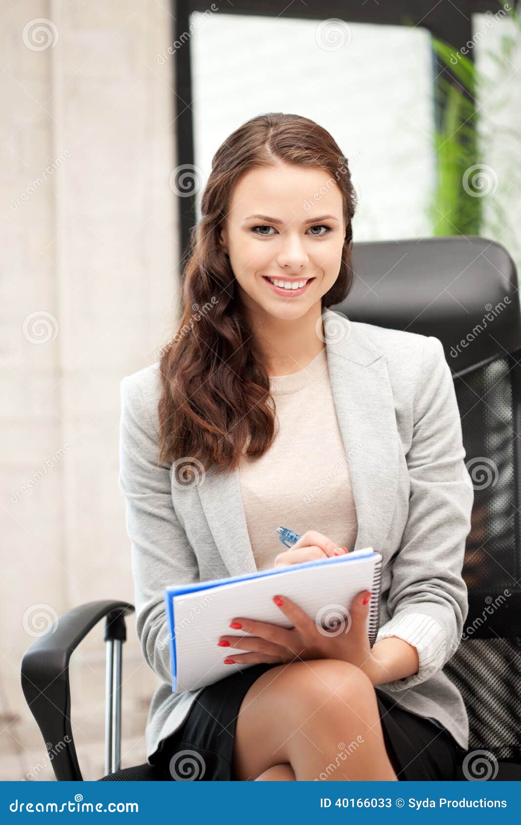 Happy Woman with Big Notepad Stock Image - Image of message, people ...