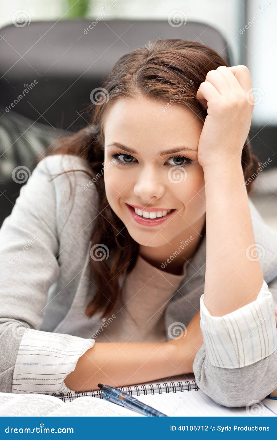 Happy woman with book stock photo. Image of gorgeous - 40106712