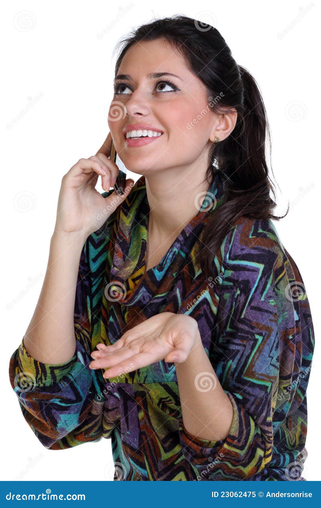 Happy Woman Calling by Phone Stock Image - Image of friendly ...