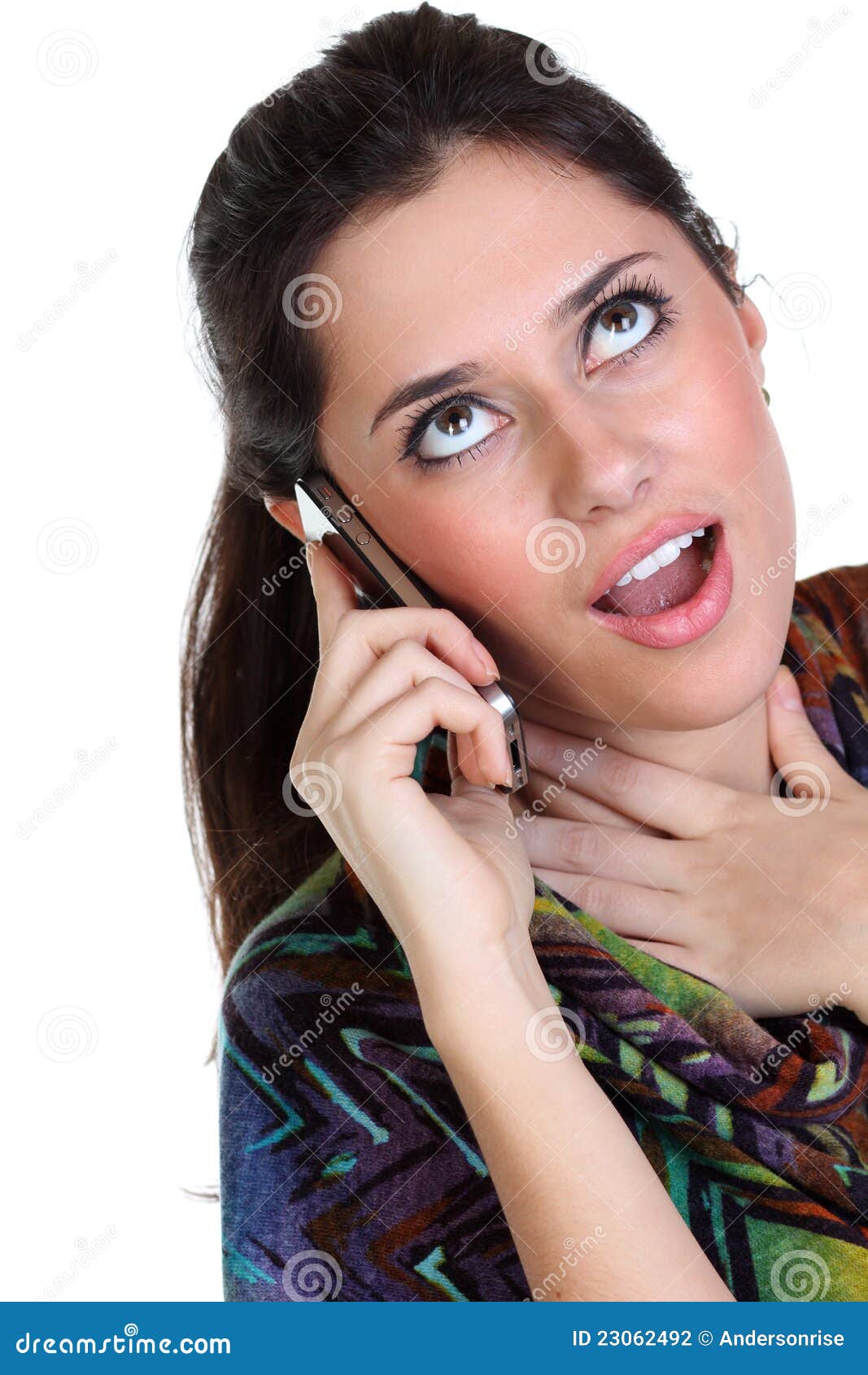 Happy Woman Calling by Phone Stock Photo - Image of distance, closeup ...