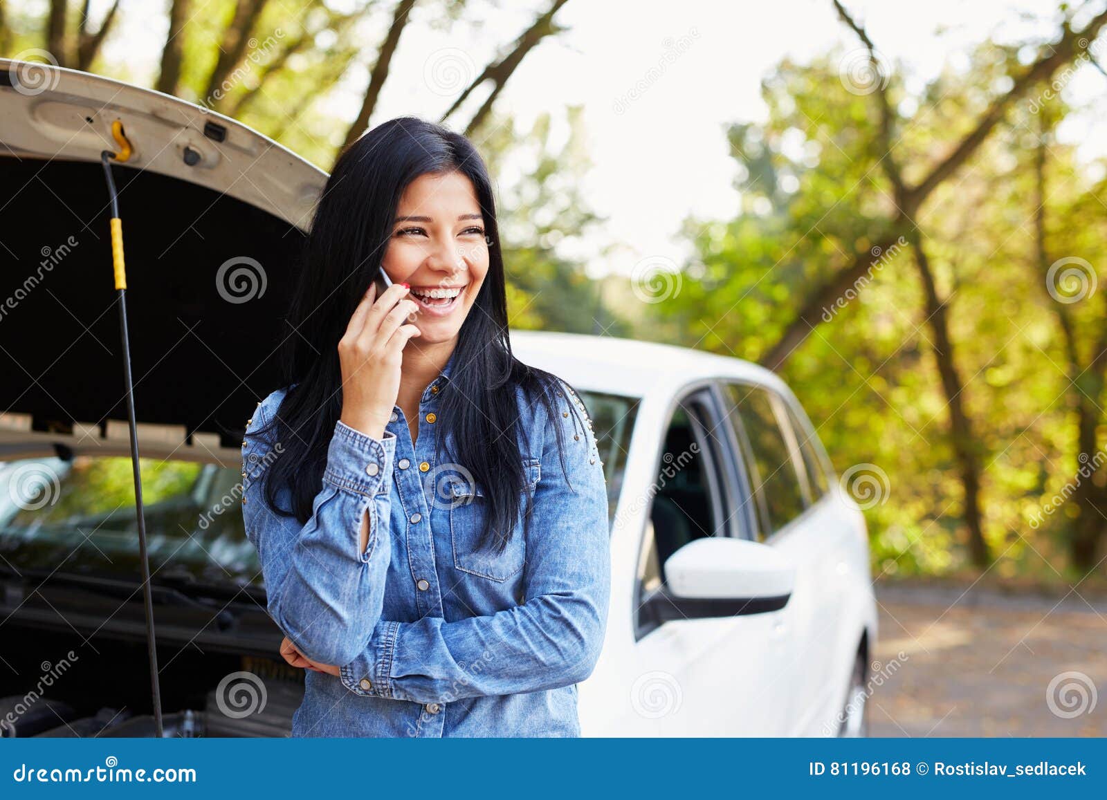 Happy Woman Calling Someone for Help Stock Photo - Image of person ...