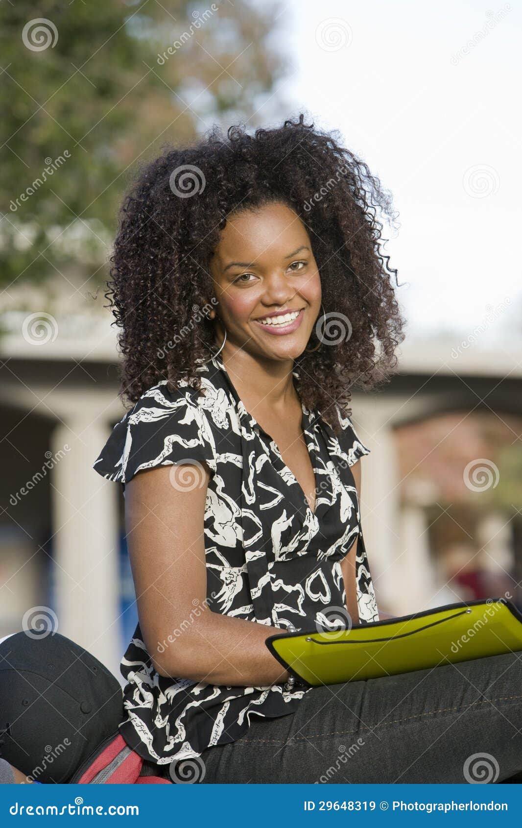 Happy Woman at Campus stock image. Image of file, person - 29648319