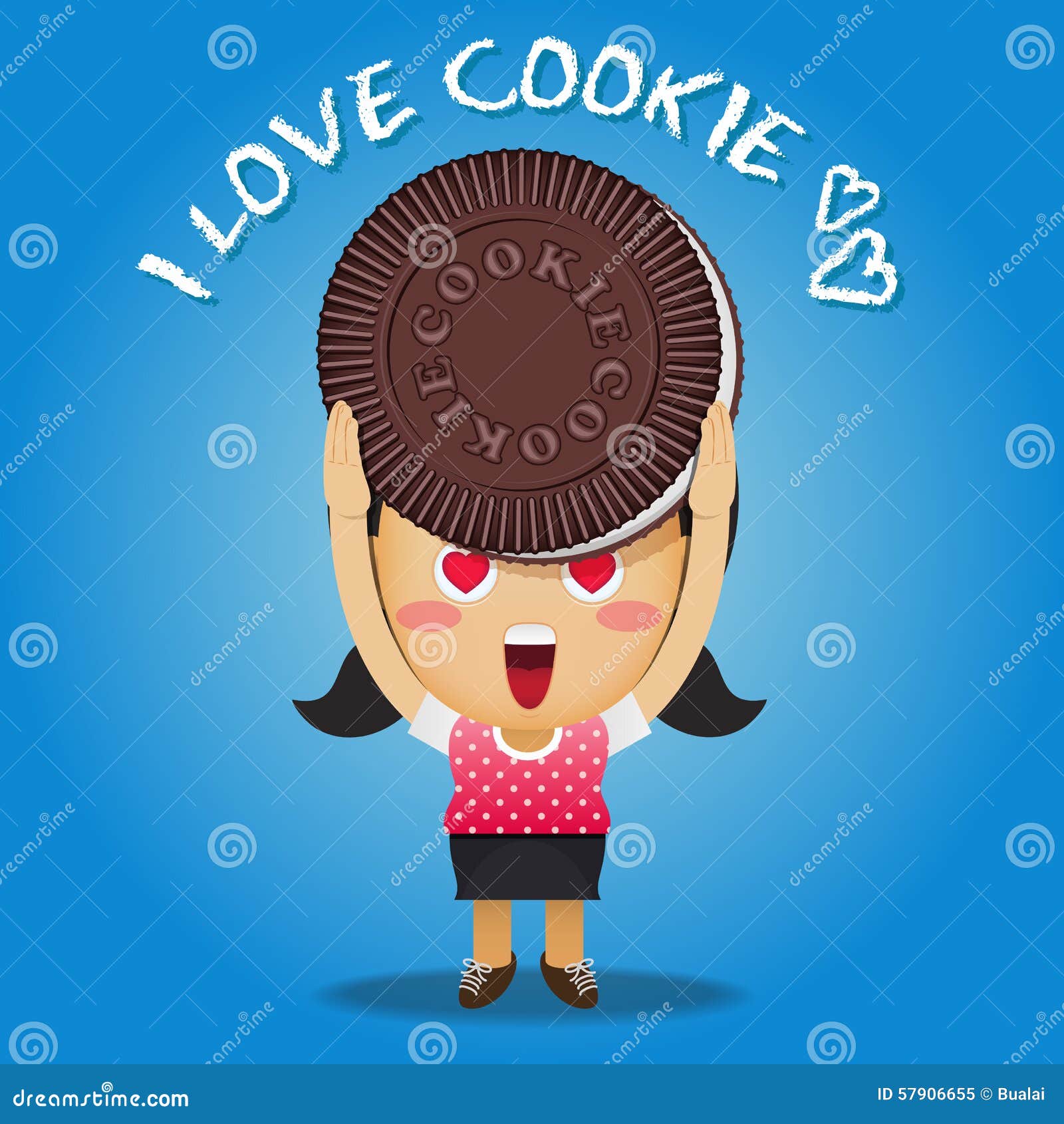 Happy Woman Carrying Big Cookie Stock Vector - Illustration of cute ...