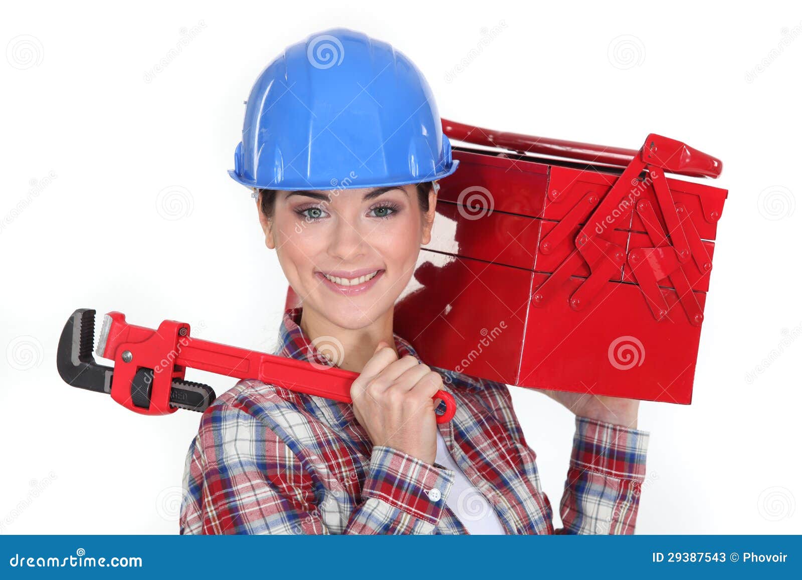Happy woman carrying tools stock image. Image of carrying - 29387543