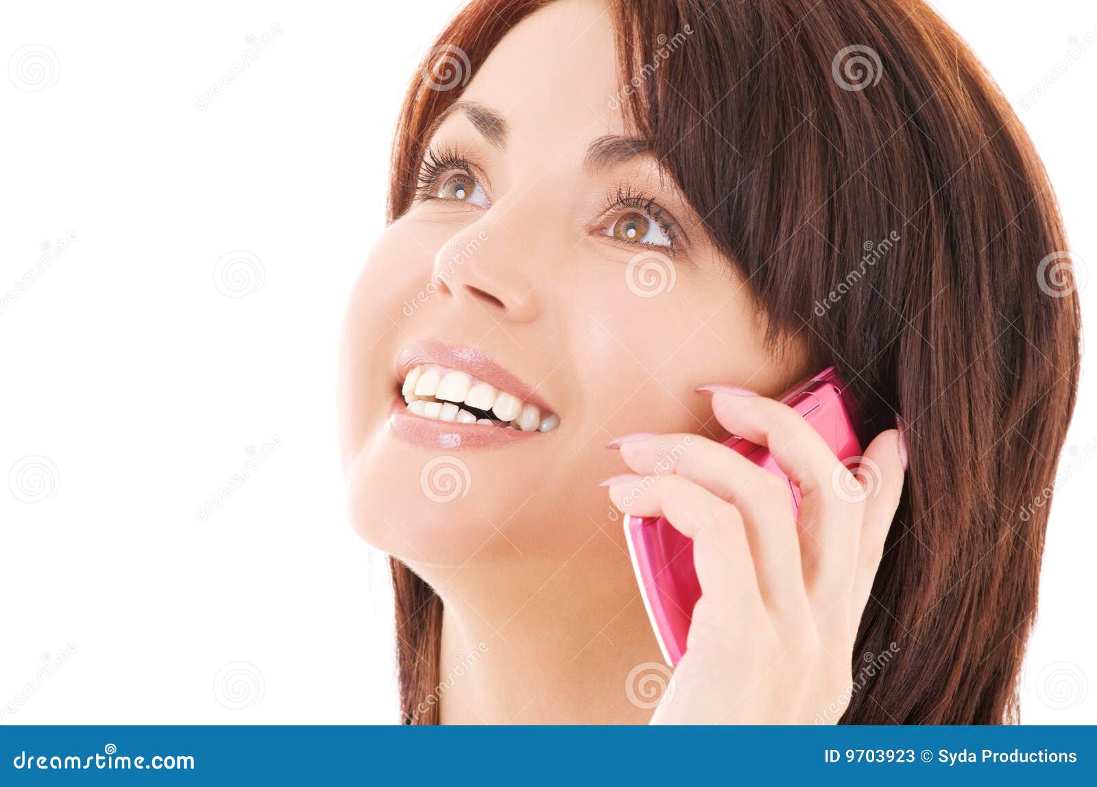 Happy Woman with Cell Phone Stock Image - Image of gorgeous, lady: 9703923