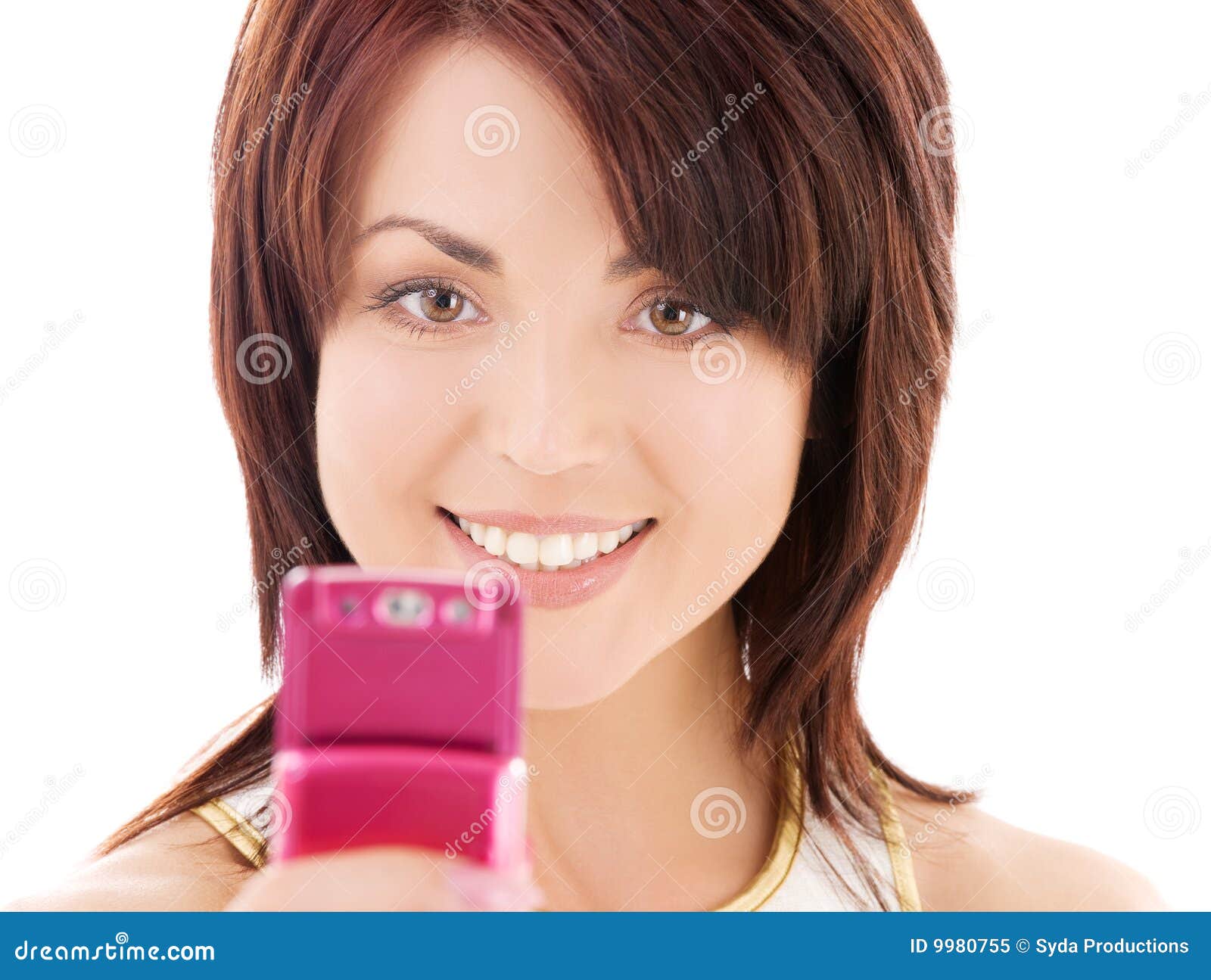 Happy Woman with Cell Phone Stock Image - Image of internet, cellphone ...