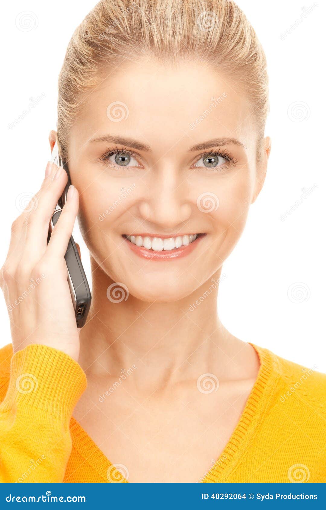 Happy Woman with Cell Phone Stock Photo - Image of cellphone, chat ...