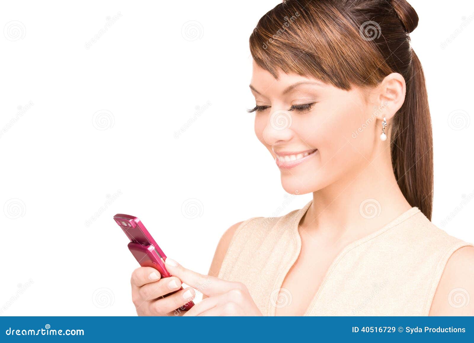 Happy Woman with Cell Phone Stock Image - Image of conversation, gprs ...