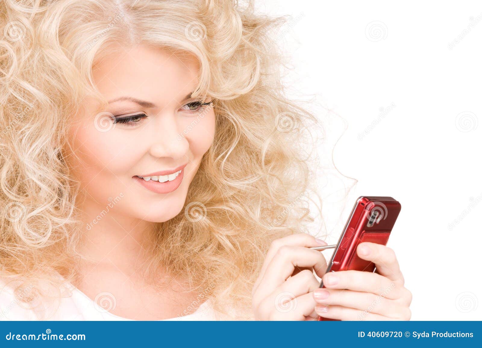 Happy Woman with Cell Phone Stock Photo - Image of joyful ...