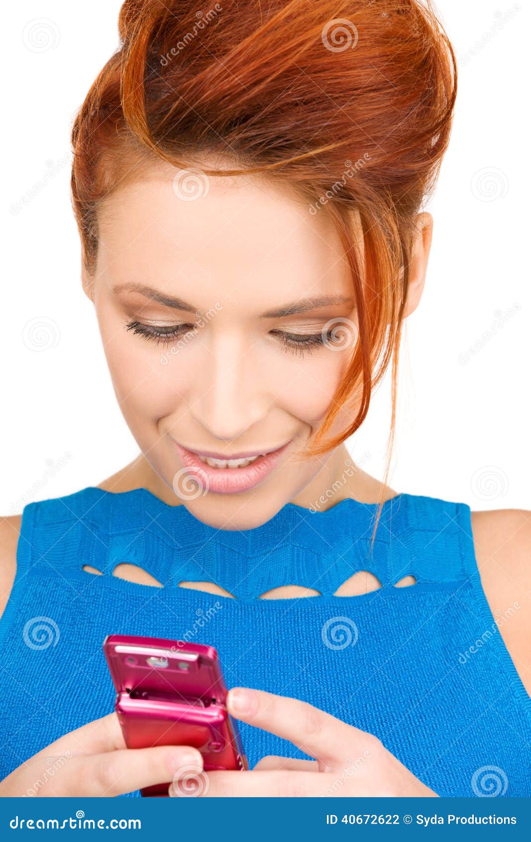 Happy Woman with Cell Phone Stock Photo - Image of gprs, message: 40672622