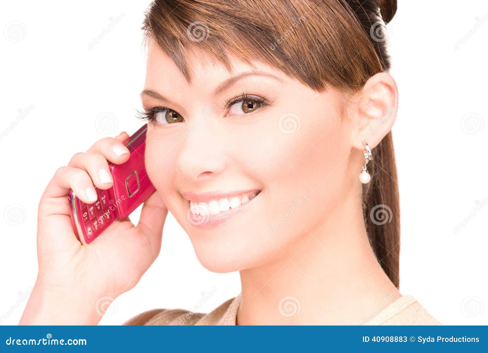 Happy Woman with Cell Phone Stock Image - Image of cute, chatting: 40908883