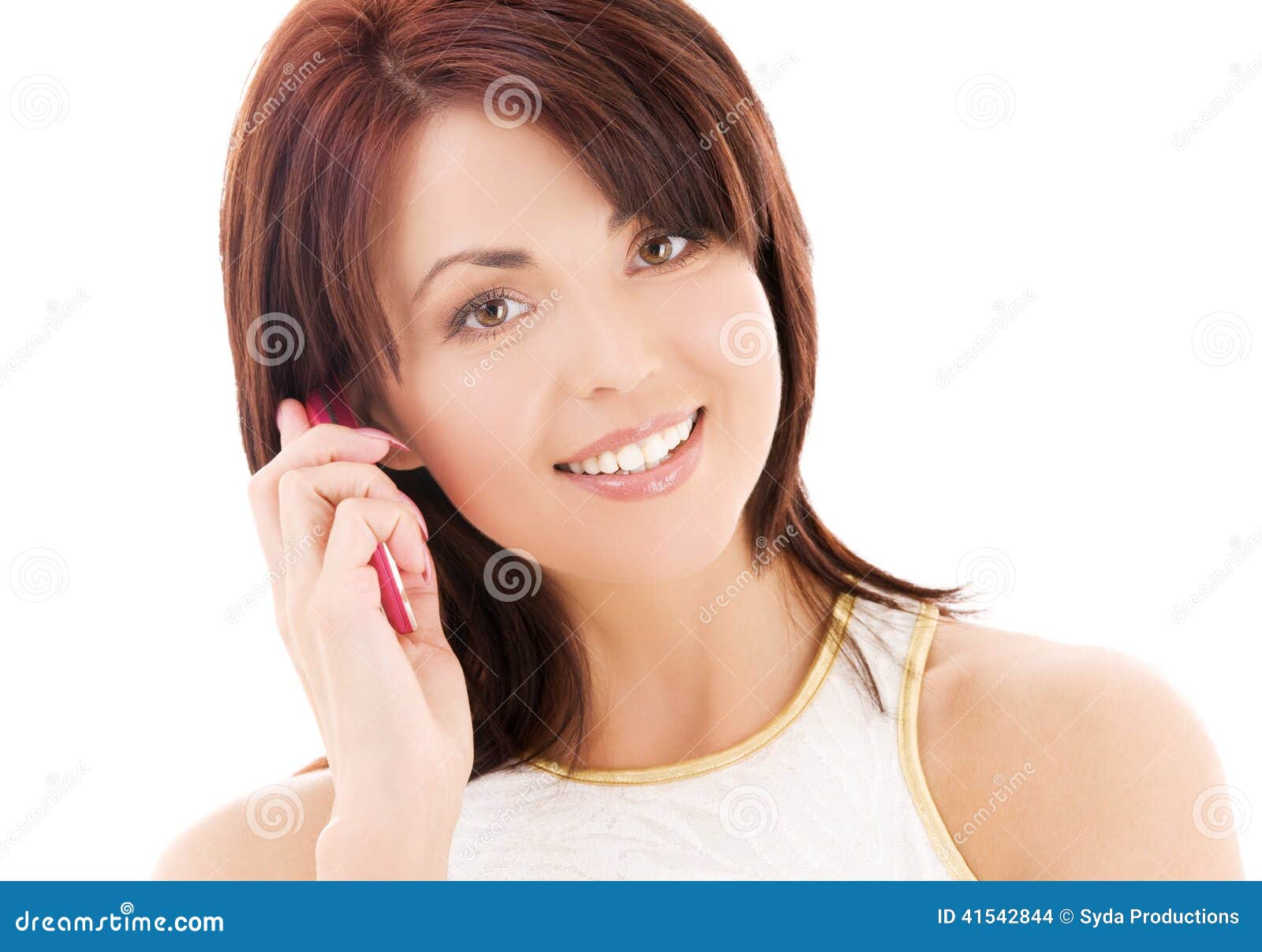 Happy Woman with Cell Phone Stock Photo - Image of communication ...