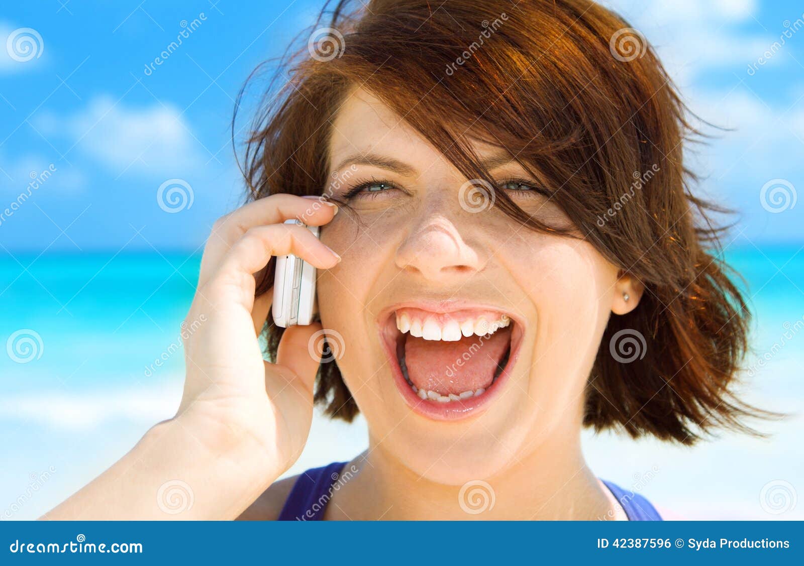 Happy Woman with Cell Phone Stock Photo - Image of calling, happiness ...