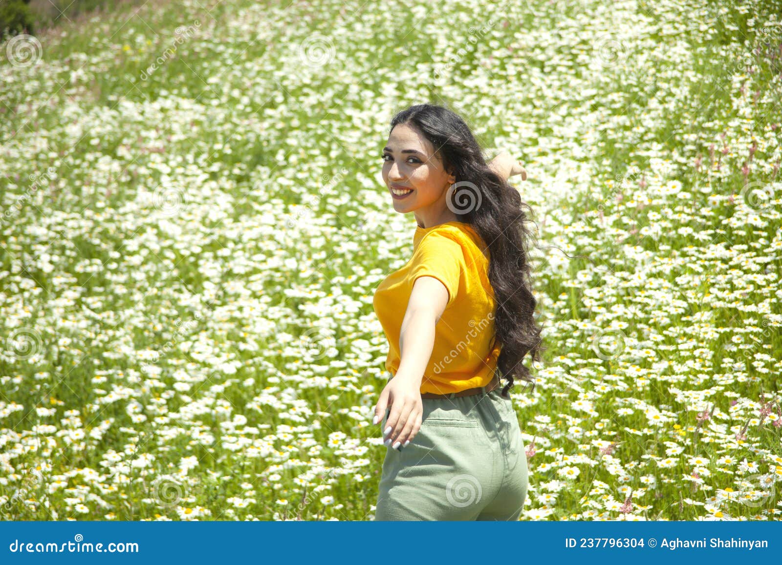 Happy Woman in the Chamomile Field Stock Photo - Image of lady, natural: 237796304