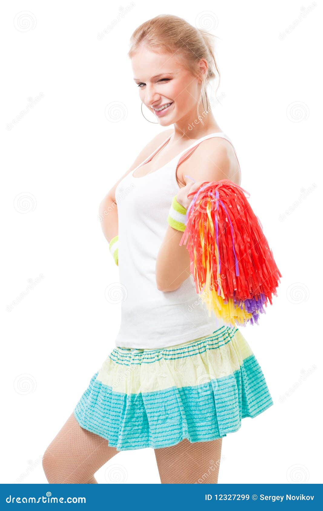 Happy woman cheer leader stock image. Image of perform - 12327299