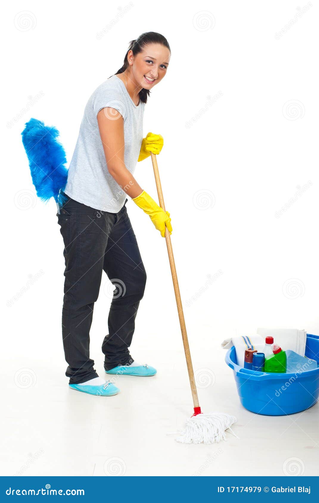 Happy woman cleaning floor stock image. Image of cleaning - 17174979