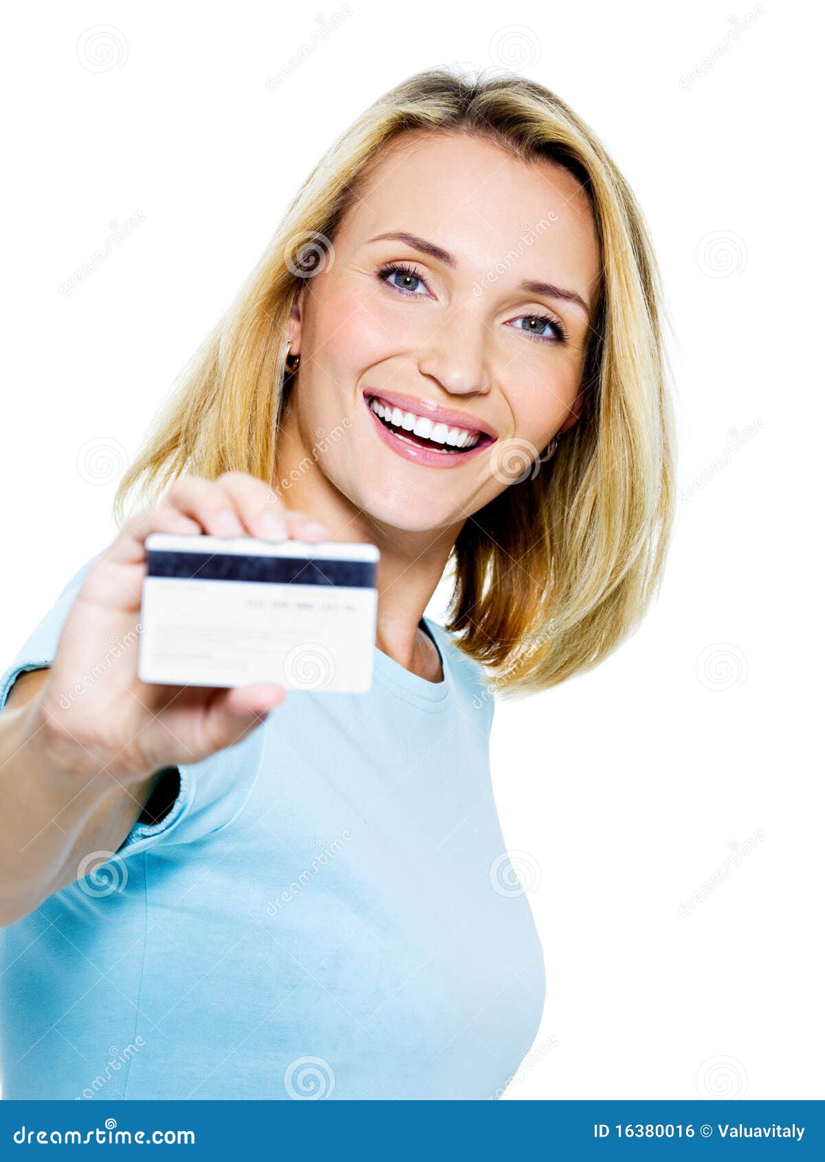 Happy Woman with Credit Card Stock Photo - Image of blank, smile: 16380016