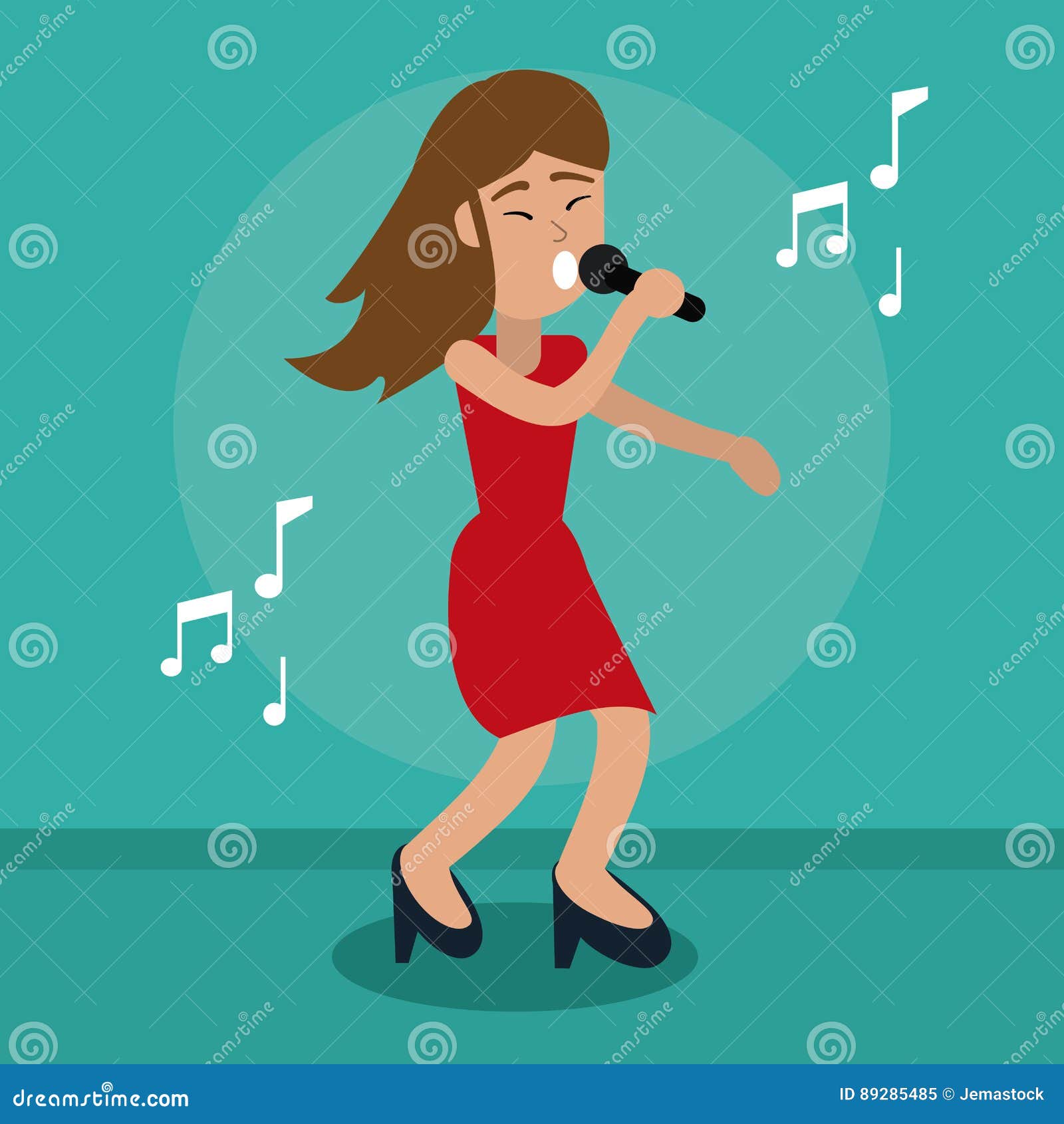 Happy Woman Dancing and Singing Stock Illustration - Illustration of ...