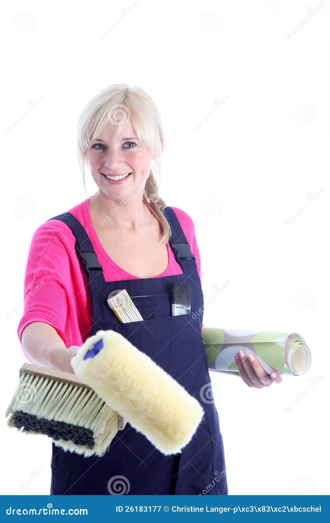 Happy woman decorator stock image. Image of capable, isolated - 26183177