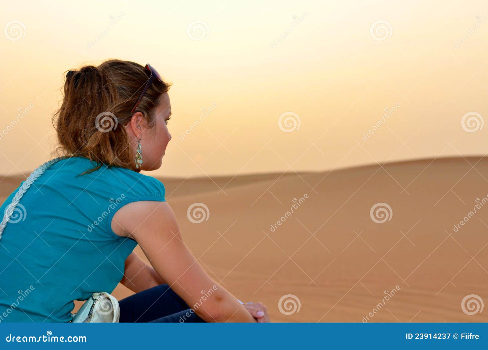Happy woman in desert stock image. Image of relaxation - 23914237