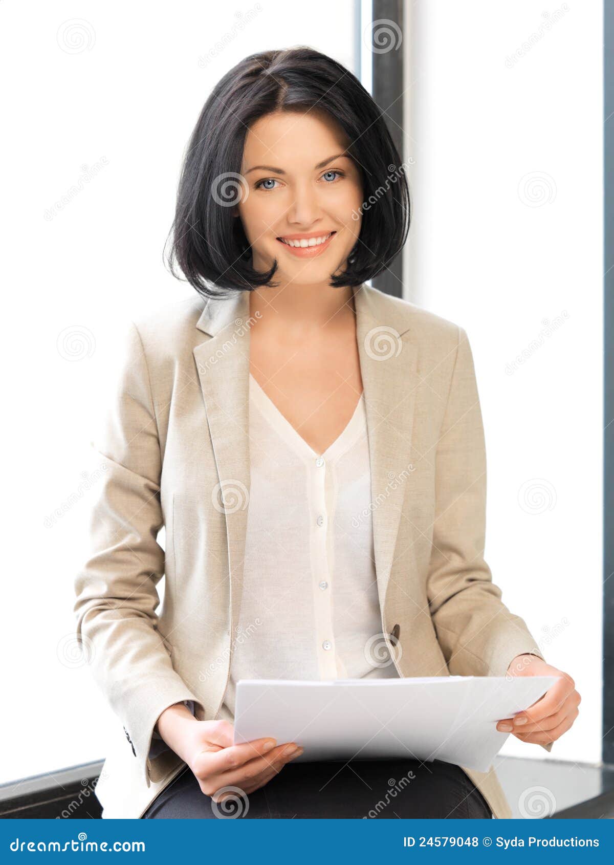 Happy woman with documents stock photo. Image of confident - 24579048
