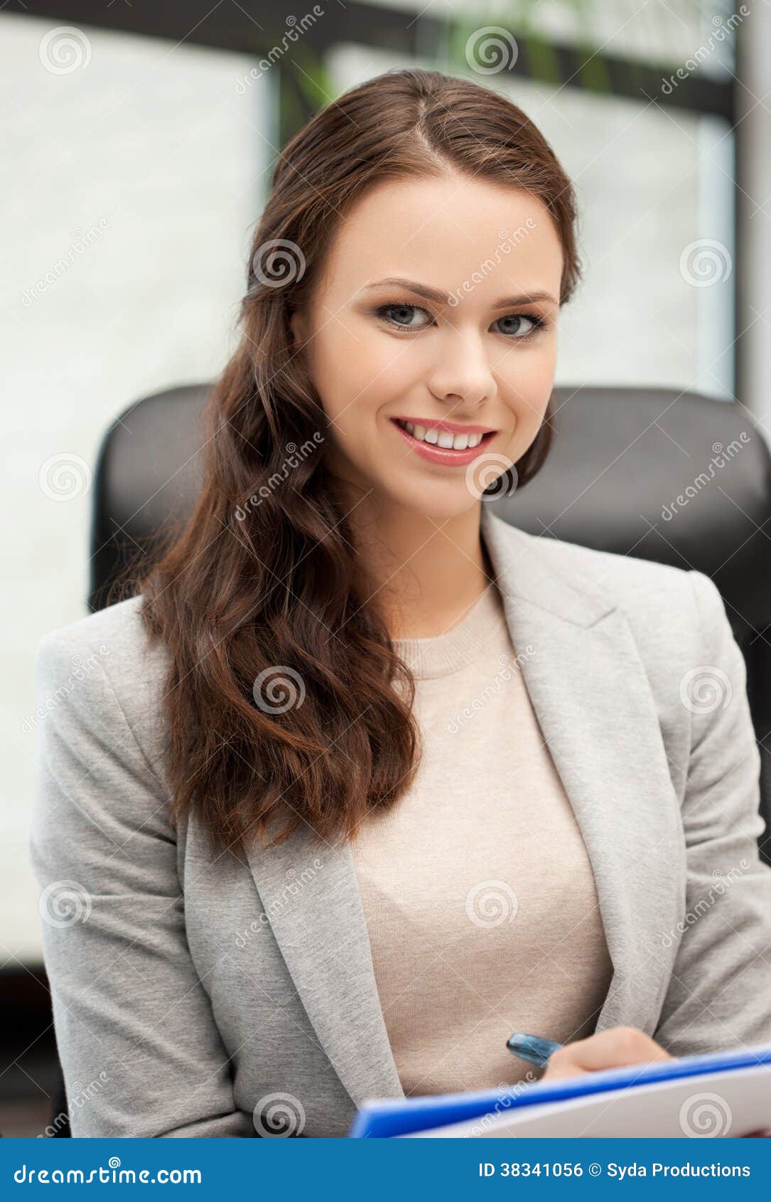 Happy woman with documents stock photo. Image of paper - 38341056