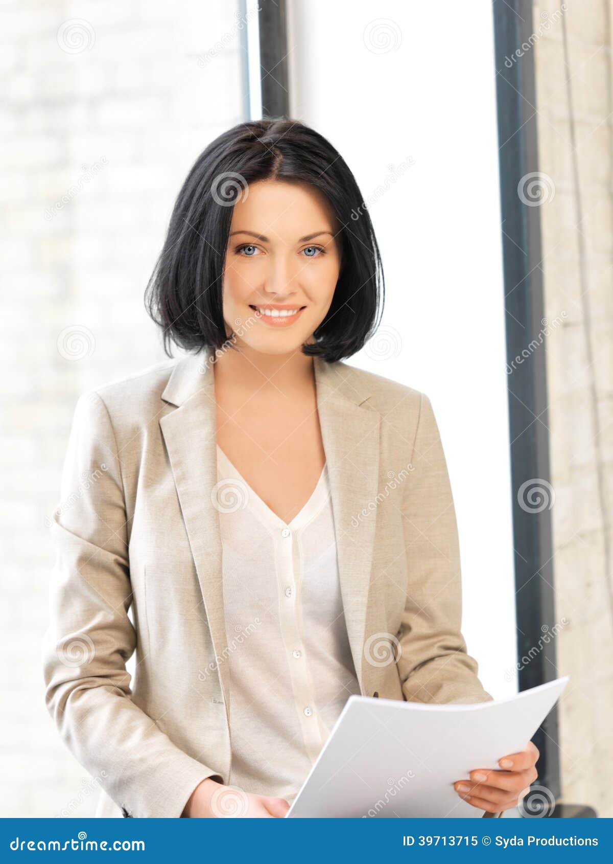 Happy woman with documents stock image. Image of education - 39713715