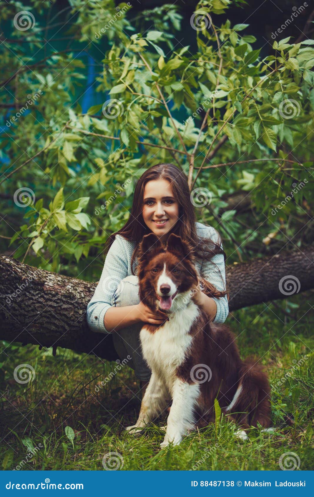 Happy woman with a dog stock photo. Image of young, adult - 88487138
