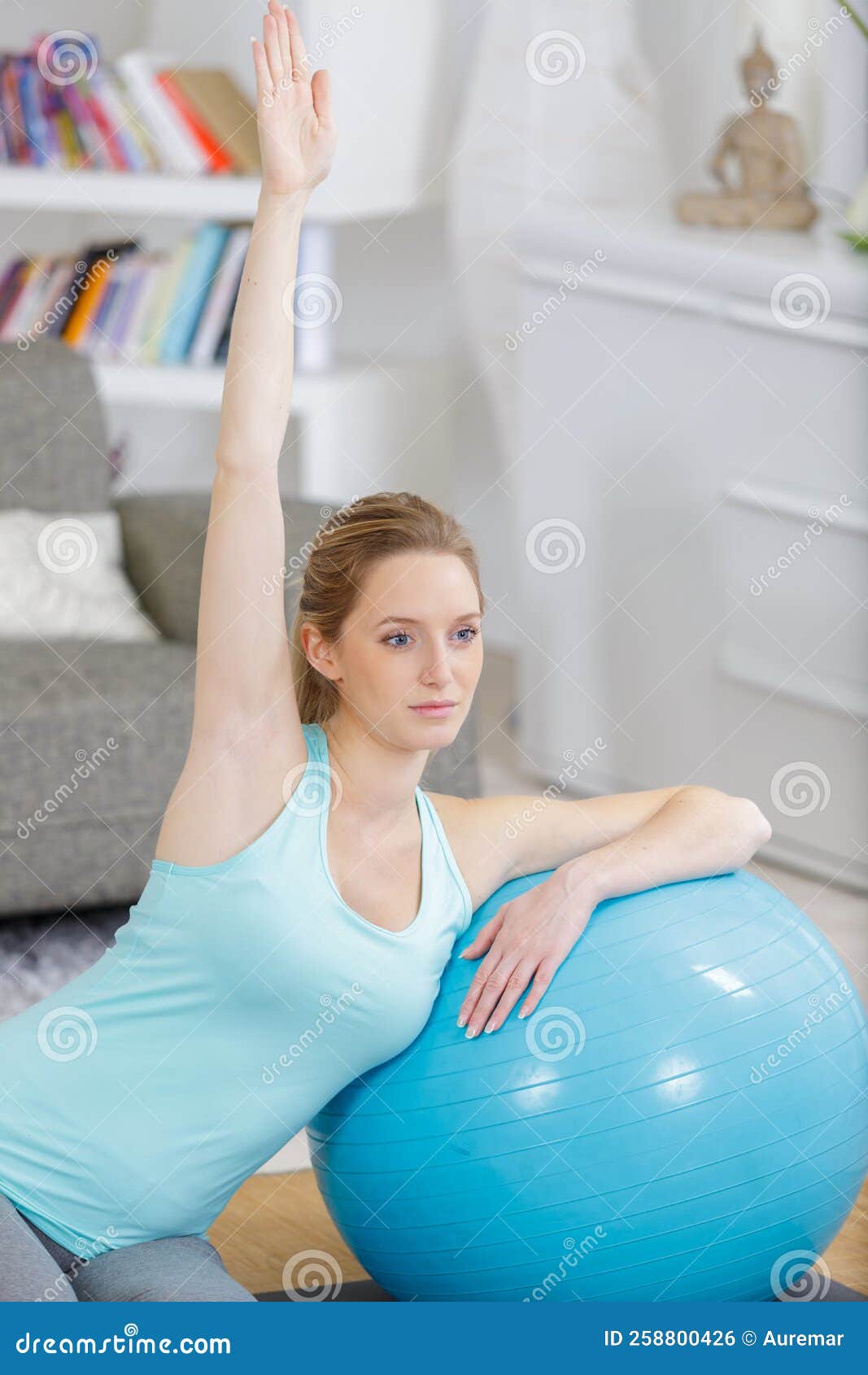 Happy woman doing pilates stock photo. Image of healthylifestyle ...