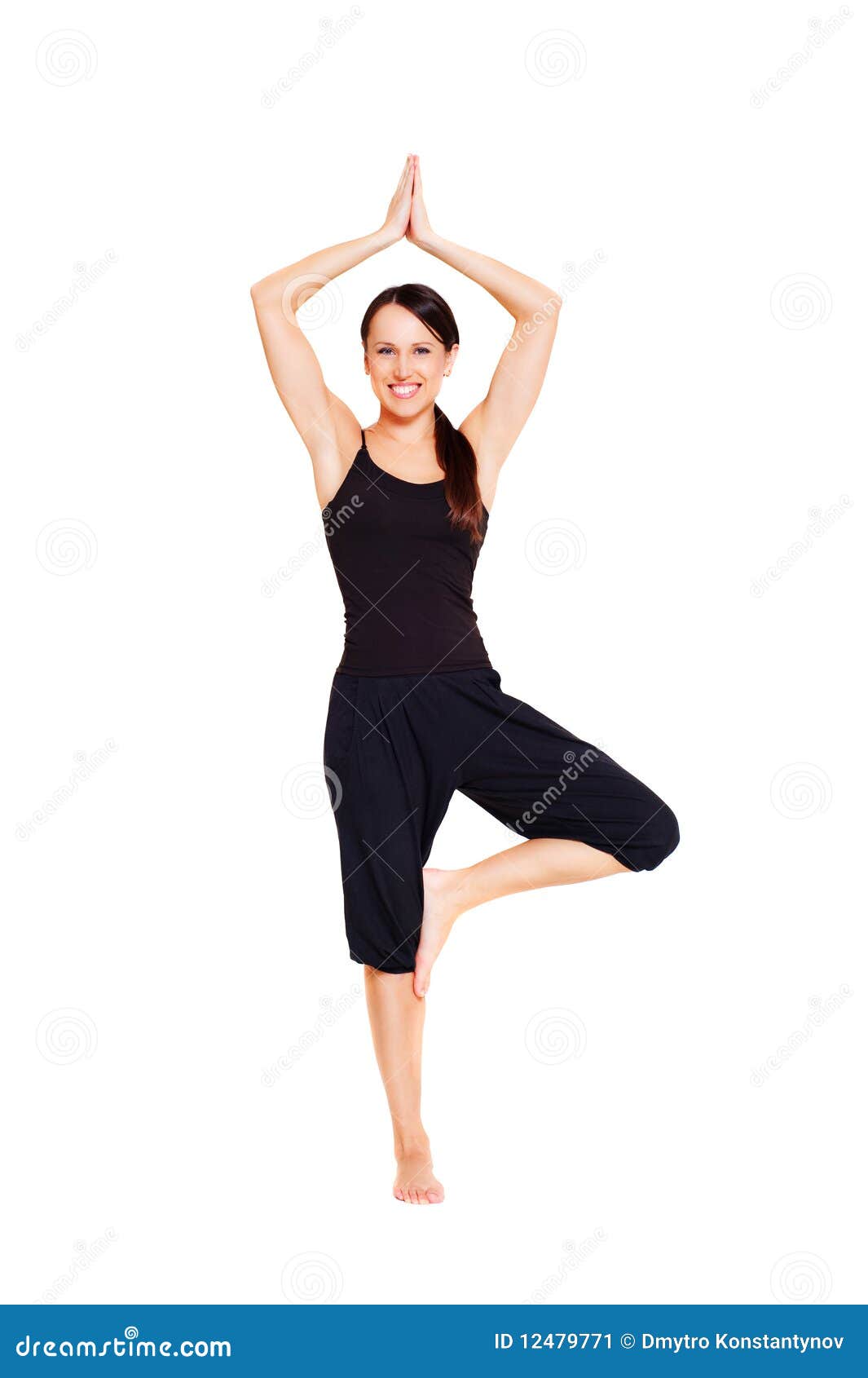 Happy woman doing yoga stock image. Image of beautiful - 12479771