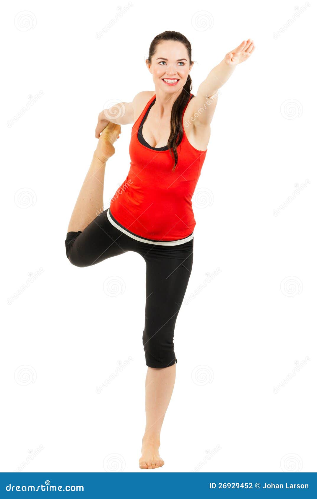 Happy Woman Doing a Yoga Stretch Stock Photo - Image of person, casual ...
