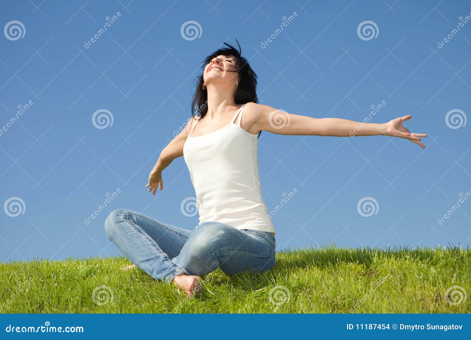 Happy Woman Dreams To Fly on Winds Stock Photo - Image of lifestyle ...