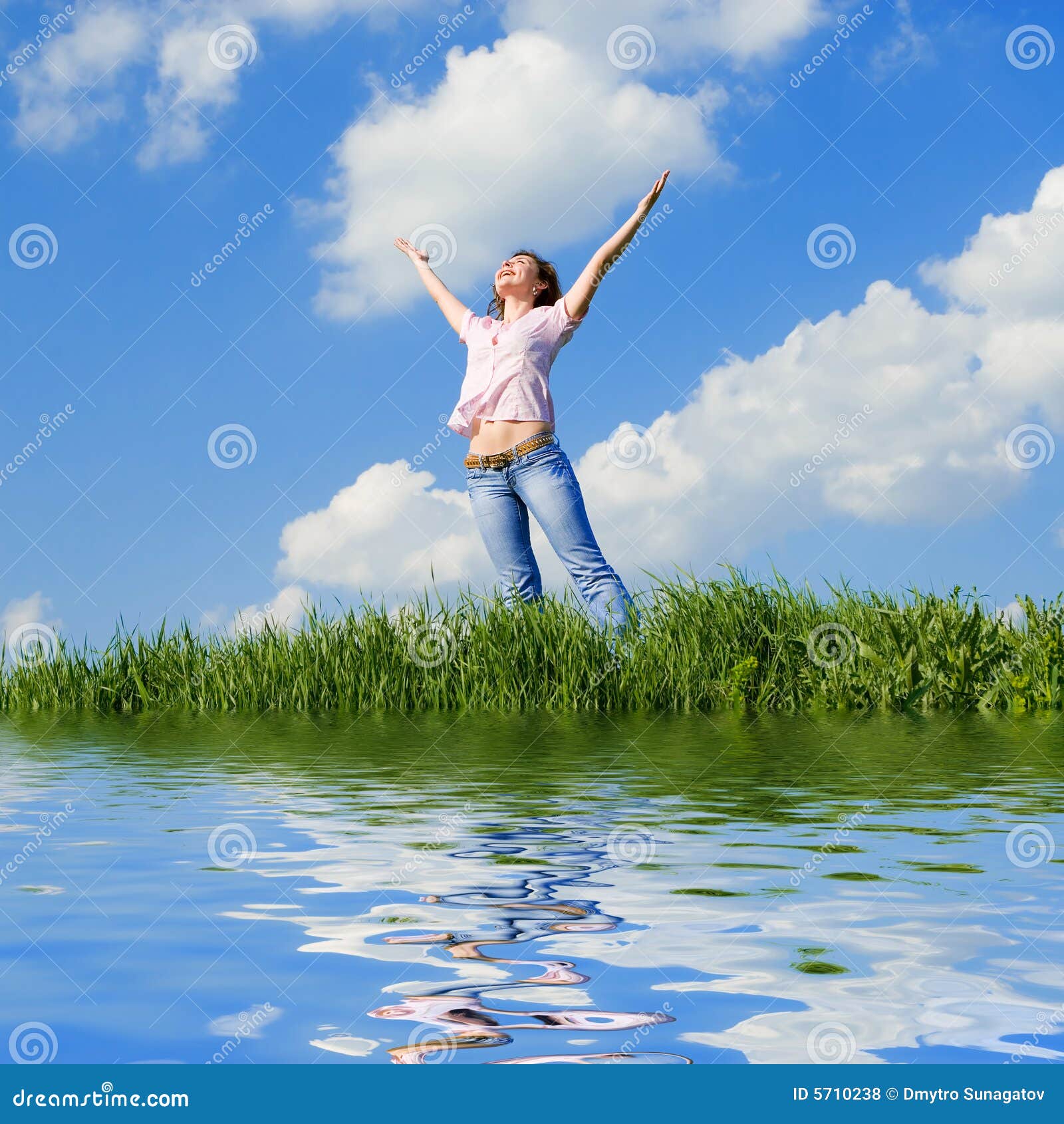 Happy Woman Dreams To Fly on Winds Stock Photo - Image of independence ...