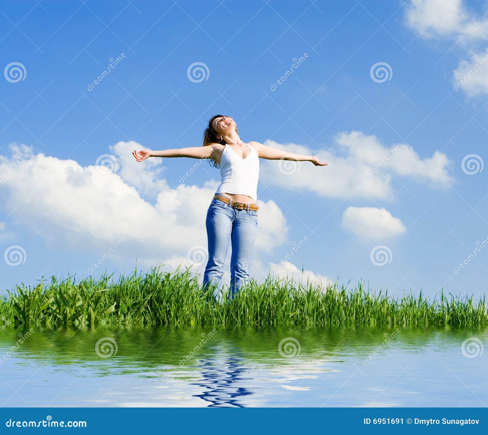 Happy Woman Dreams To Fly on Winds Stock Image - Image of outstretched ...