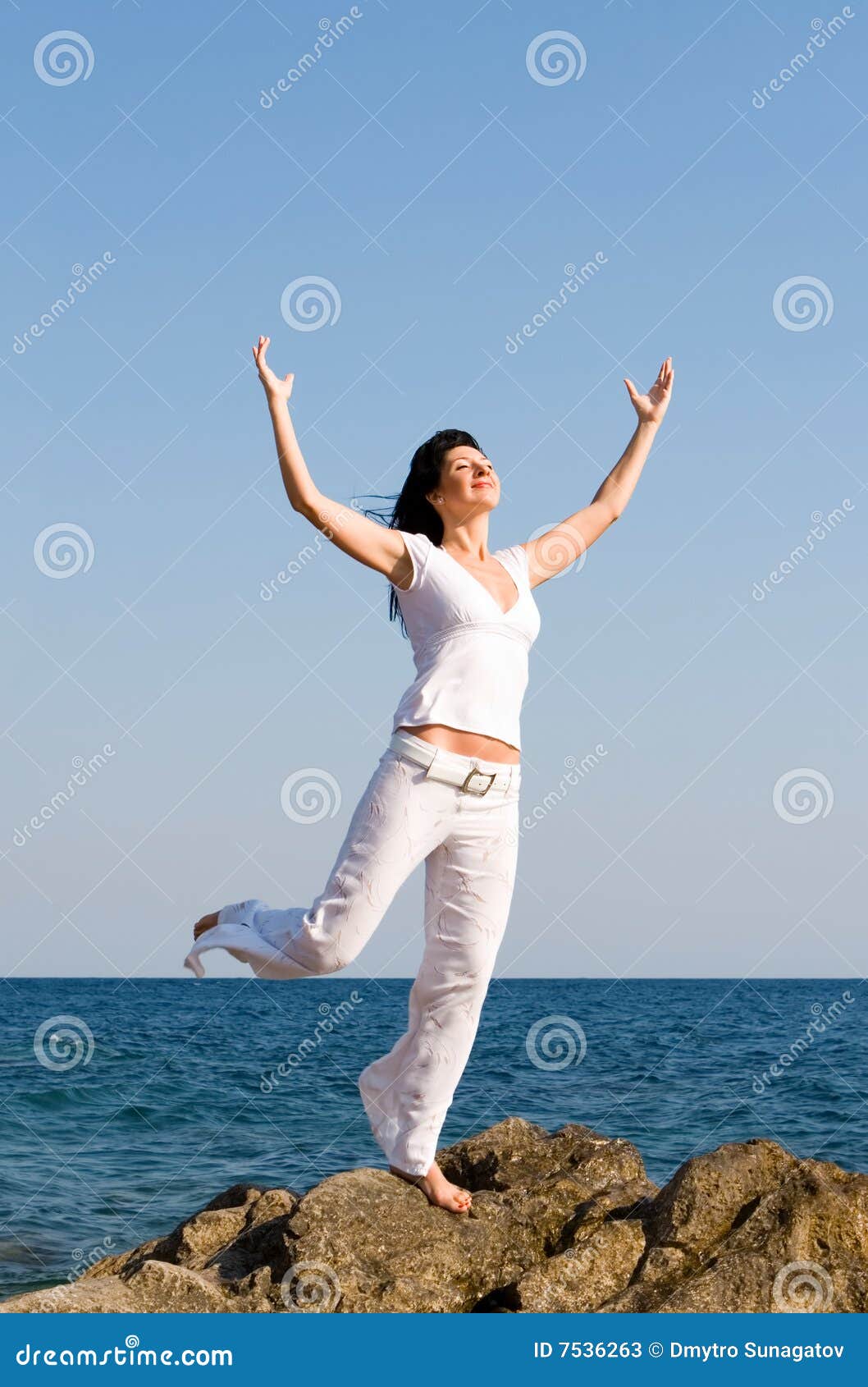 Happy Woman Dreams To Fly on Winds Stock Image - Image of body, nature ...