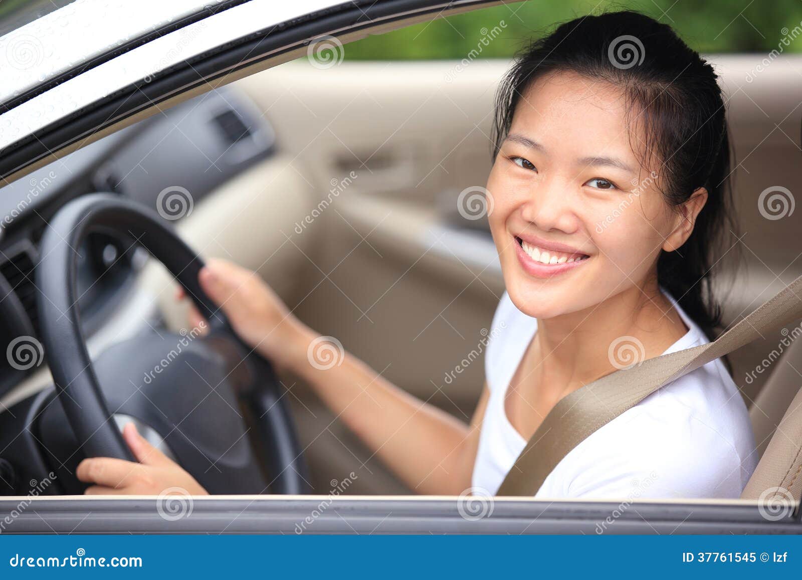 Happy woman driving stock image. Image of pretty, black - 37761545