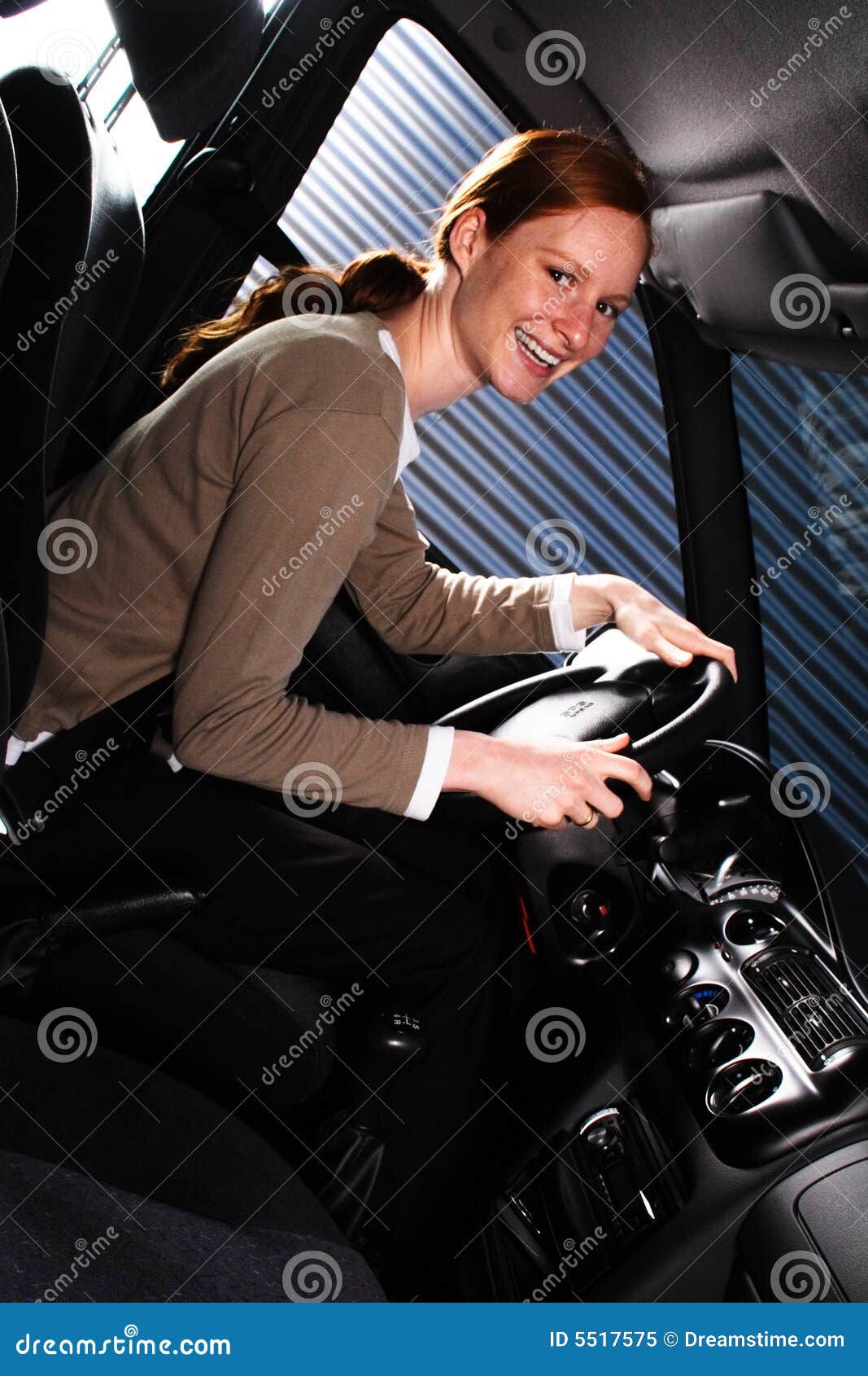 A Happy Woman Driving a Car Stock Image - Image of transportation ...