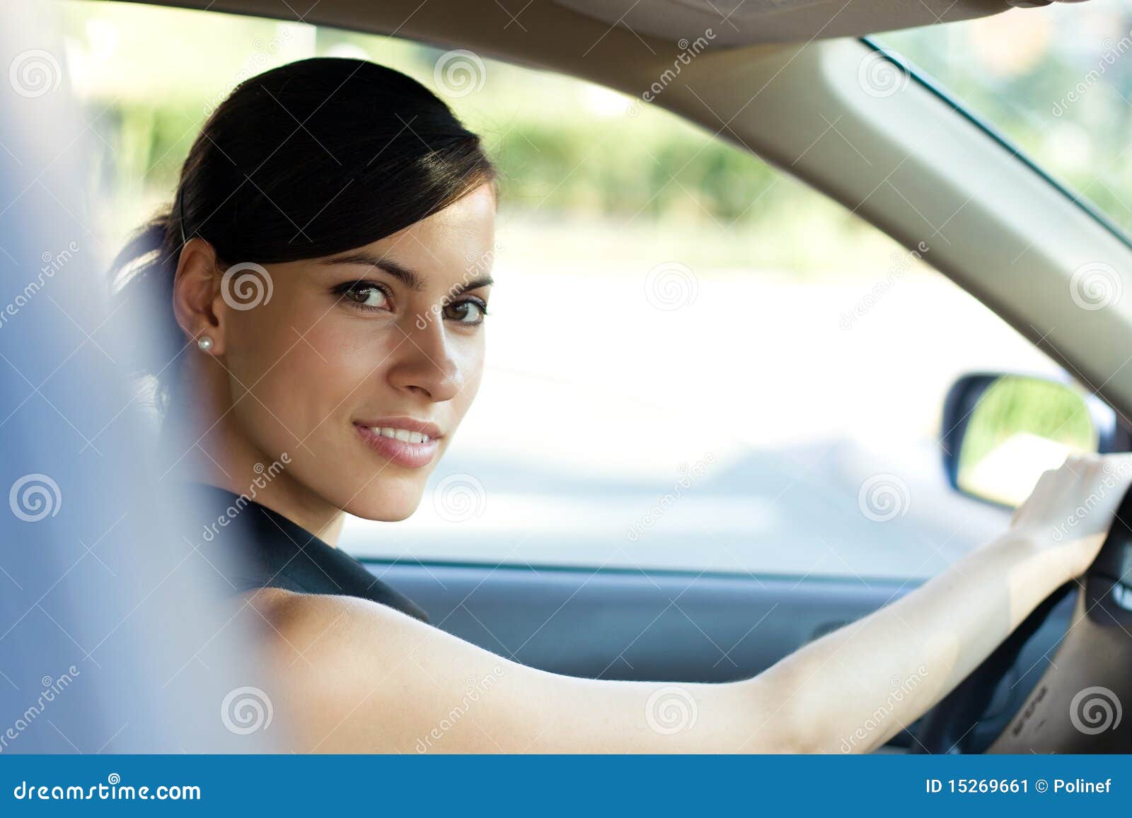 Happy Woman Driving Her Car Stock Image - Image of female, girl: 15269661